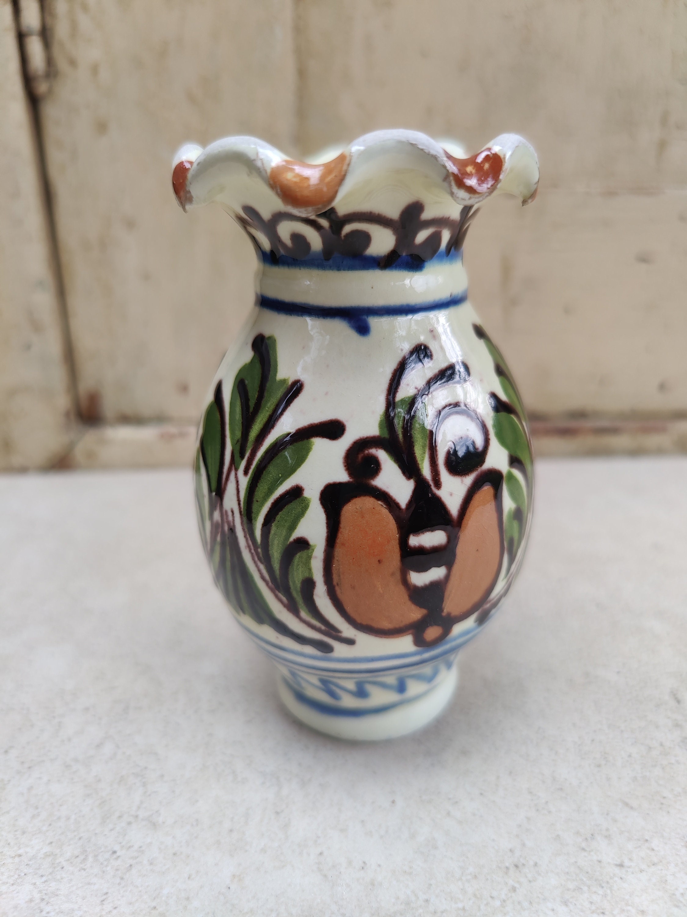 Vintage Colorful Hand Made Vase Original Folk Pitcher Korond Pottery ...