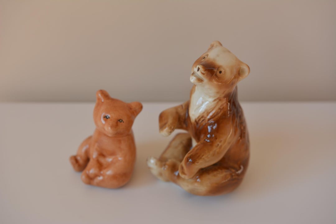 Vintage Porcelain Bear Figurines: Hand-painted Art Deco Decor - Etsy