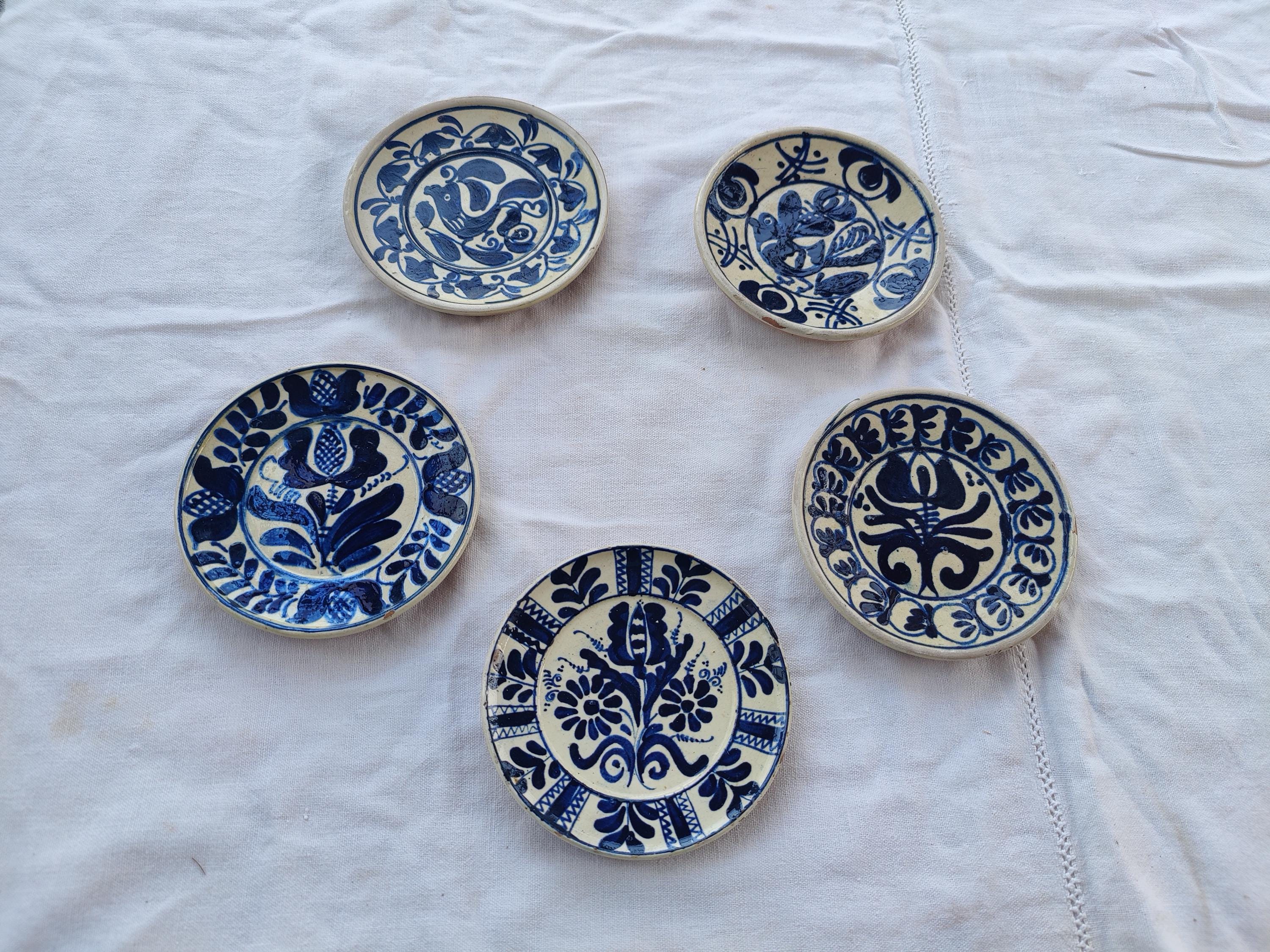 Vintage Korond Pottery Plates | Blue Floral Bird Motif Wall Decor - Etsy