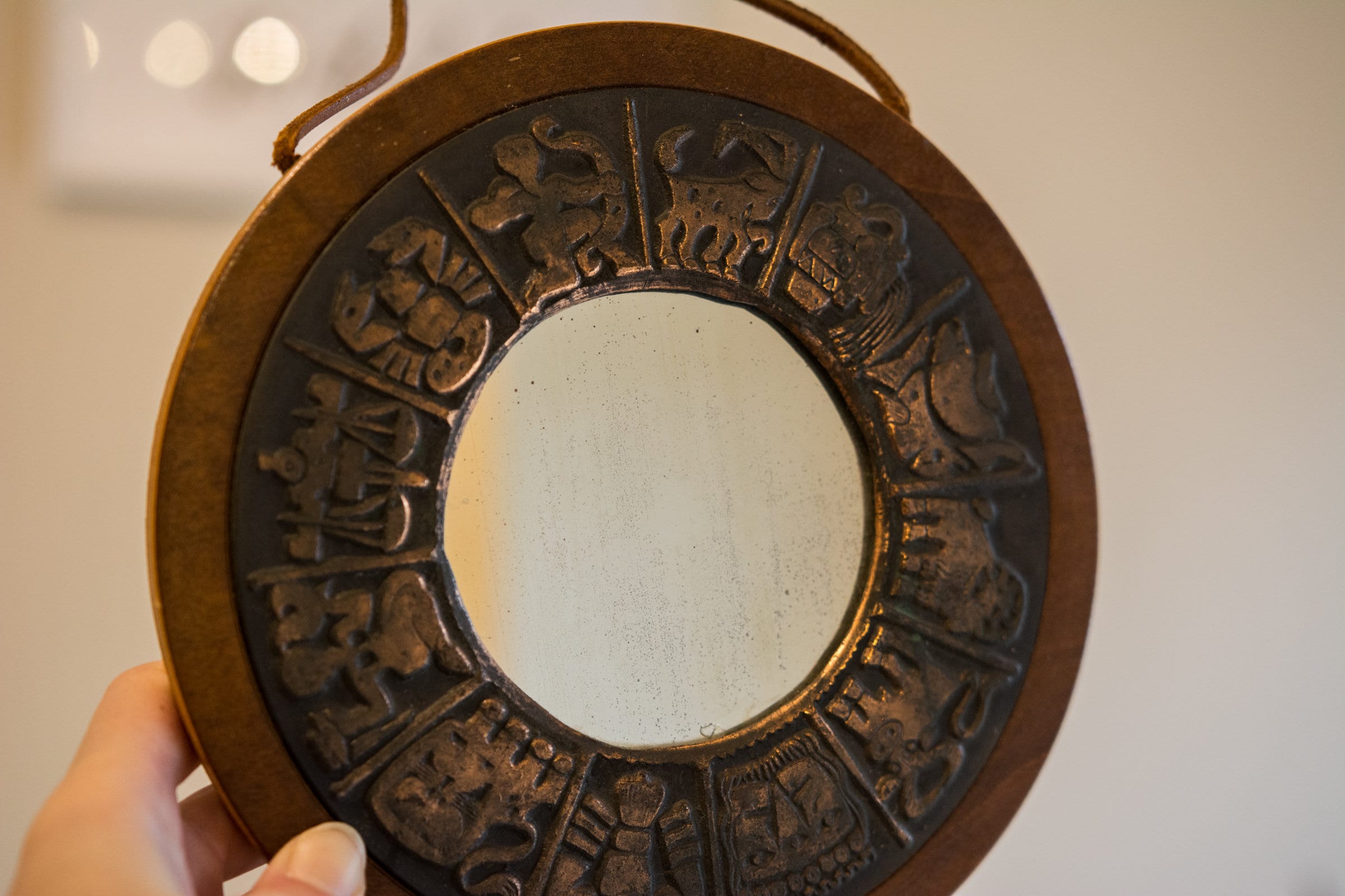 Vintage Copper Zodiac Mirror Round Wall Mirror From Hungary ...