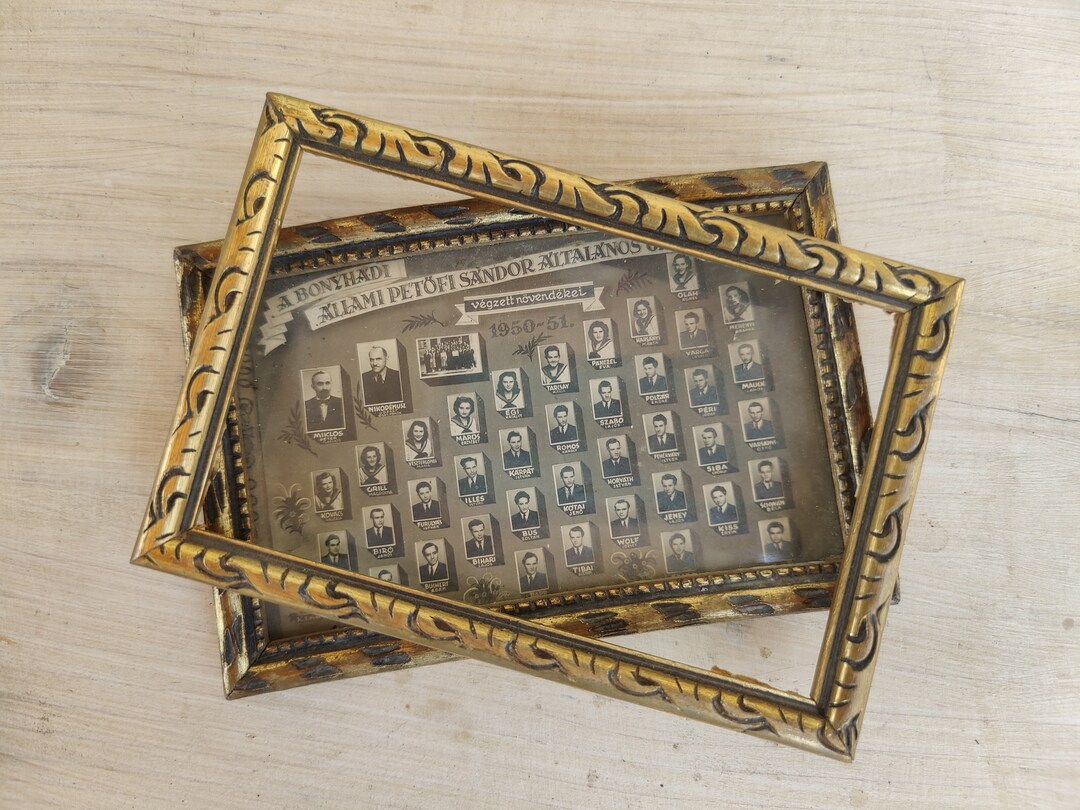 Antique Hungarian School Photo in Ornate Wooden Frame (10x15 Cm) - Etsy