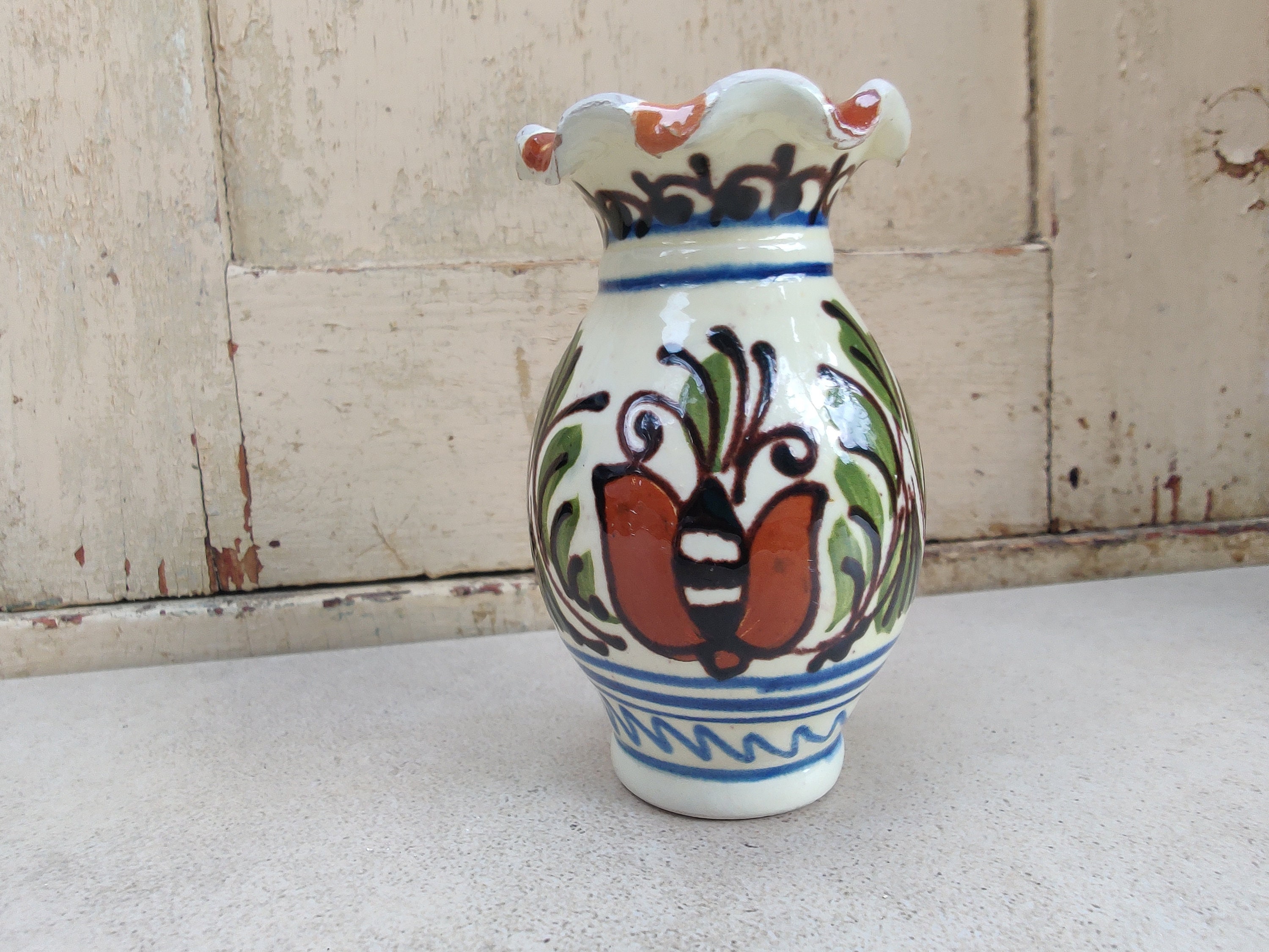 Vintage Colorful Hand Made Vase Original Folk Pitcher Korond Pottery ...