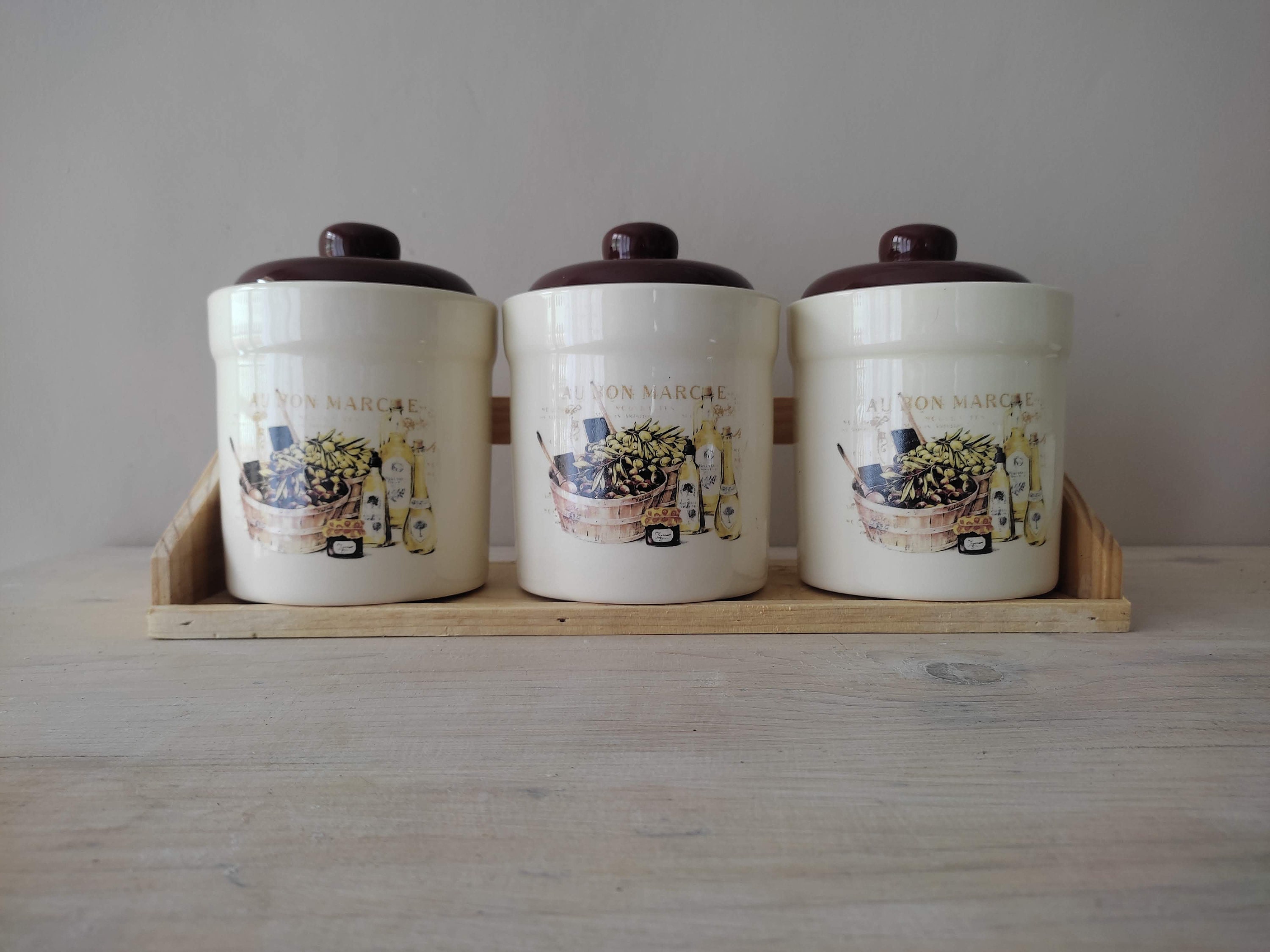 Vintage Ceramic Spice Rack Cabinet for Your Herbs Retro Red Spice Jars ...