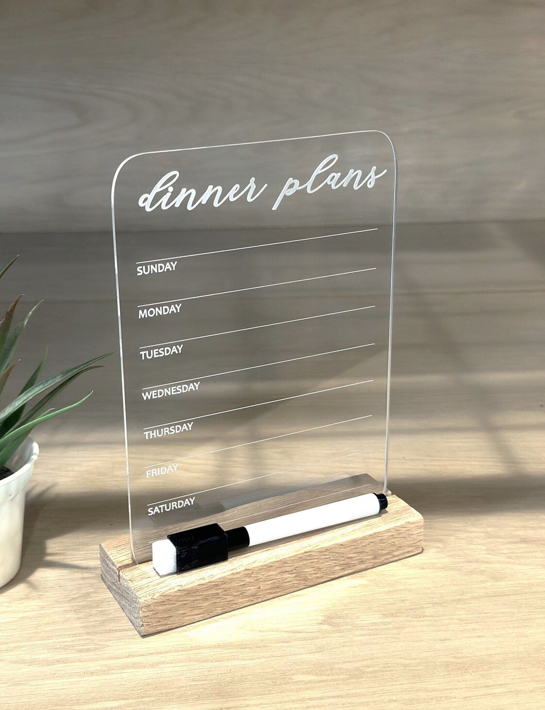 Custom Acrylic Dinner Plans Board: Reusable Weekly Meal Planner - Etsy
