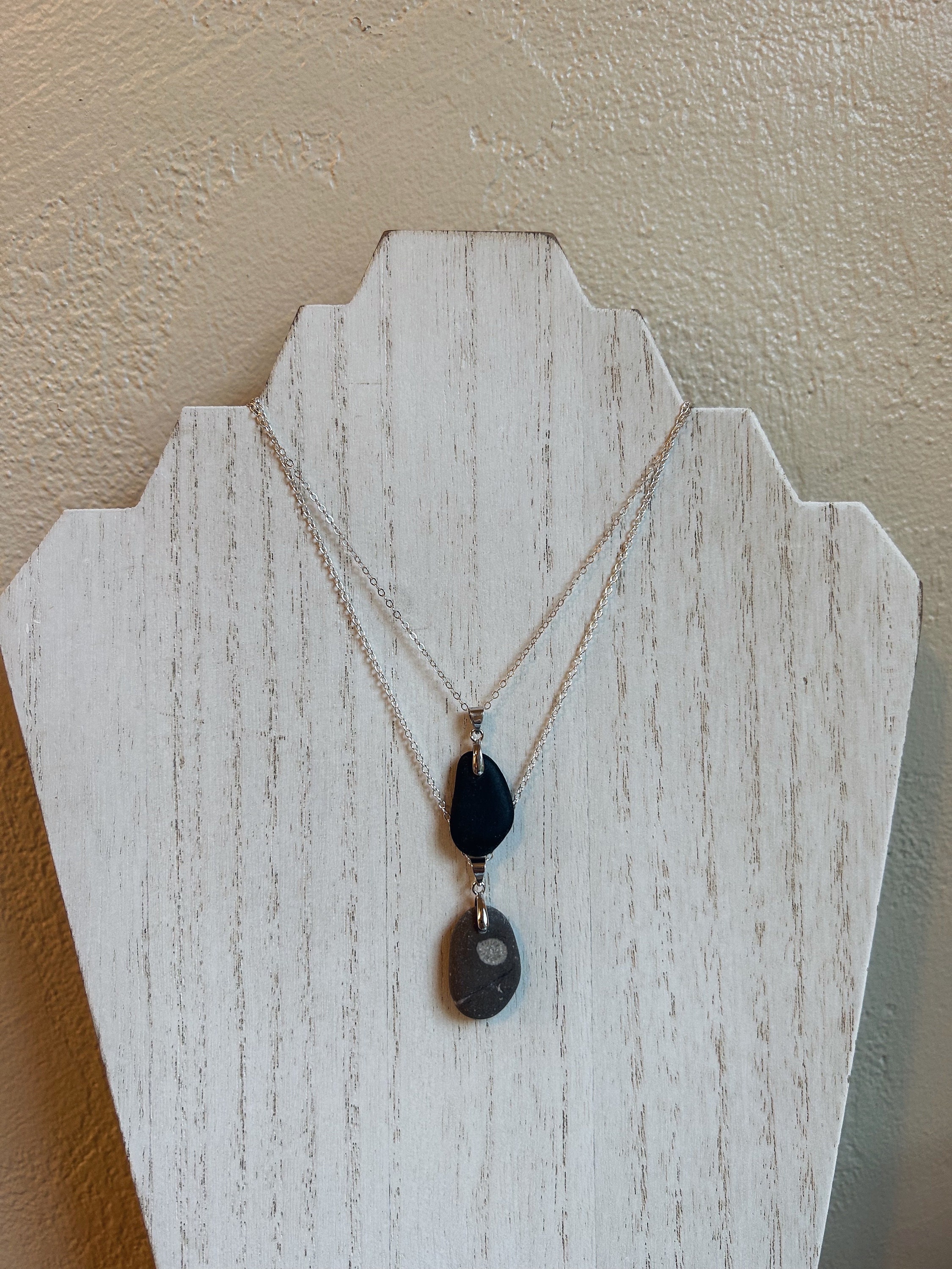 Fossil Necklace / Hand Drilled Rock Necklace / 18 Inch Sterling Silver ...