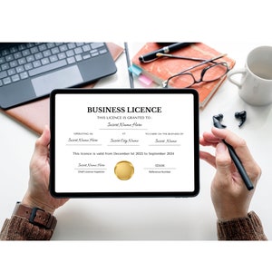 Editable Business Licence Certificate Template: Gold Border (digital Download) - Etsy