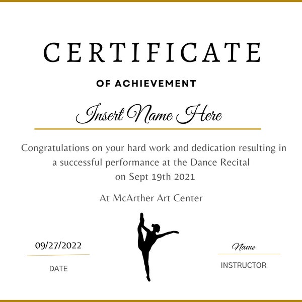 Dance Certificate - Etsy