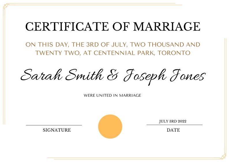 Modern Wedding Certificate Template, Editable Printable Certificate of ...