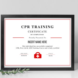 CPR Training Certificate , CPR Editable Template, CPR Course Completion ...