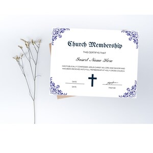 Editable Church Membership Certificate Template (digital Download) - Etsy