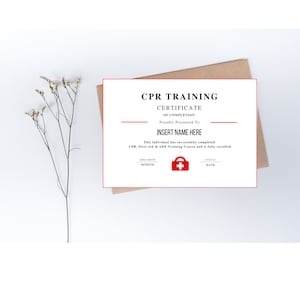 CPR Training Certificate , CPR Editable Template, CPR Course Completion ...