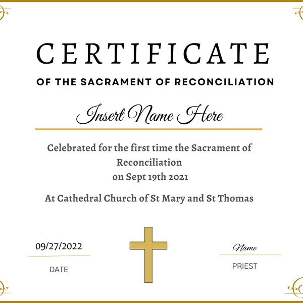 Printables Catholic First Reconciliation Certificates - Etsy