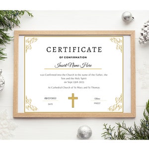 Editable Confirmation Certificate Template: Gold Border (digital Download) - Etsy UK