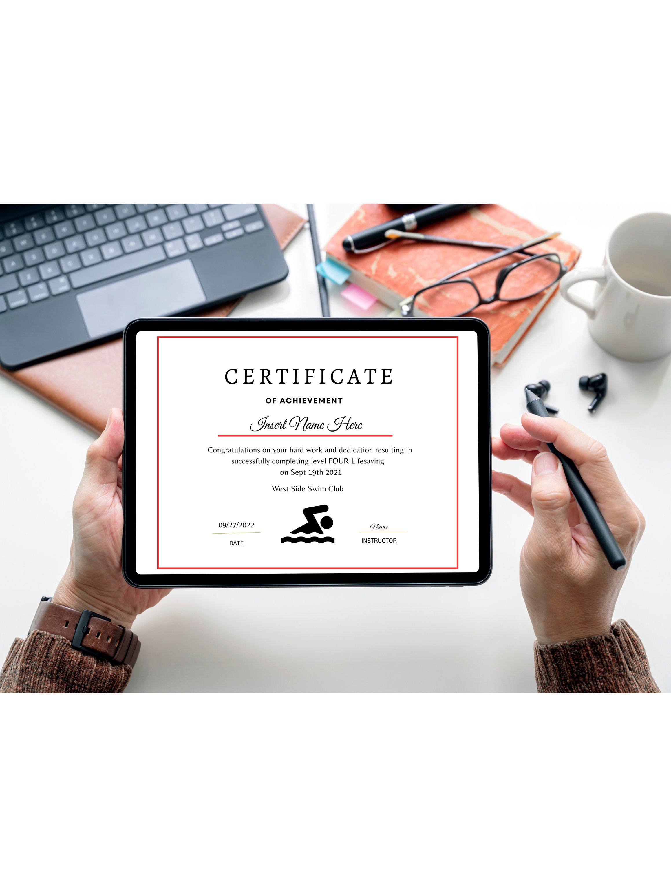 Editable Swimming Certificate, INSTANT DOWNLOAD Swim Lesson Certificate ...