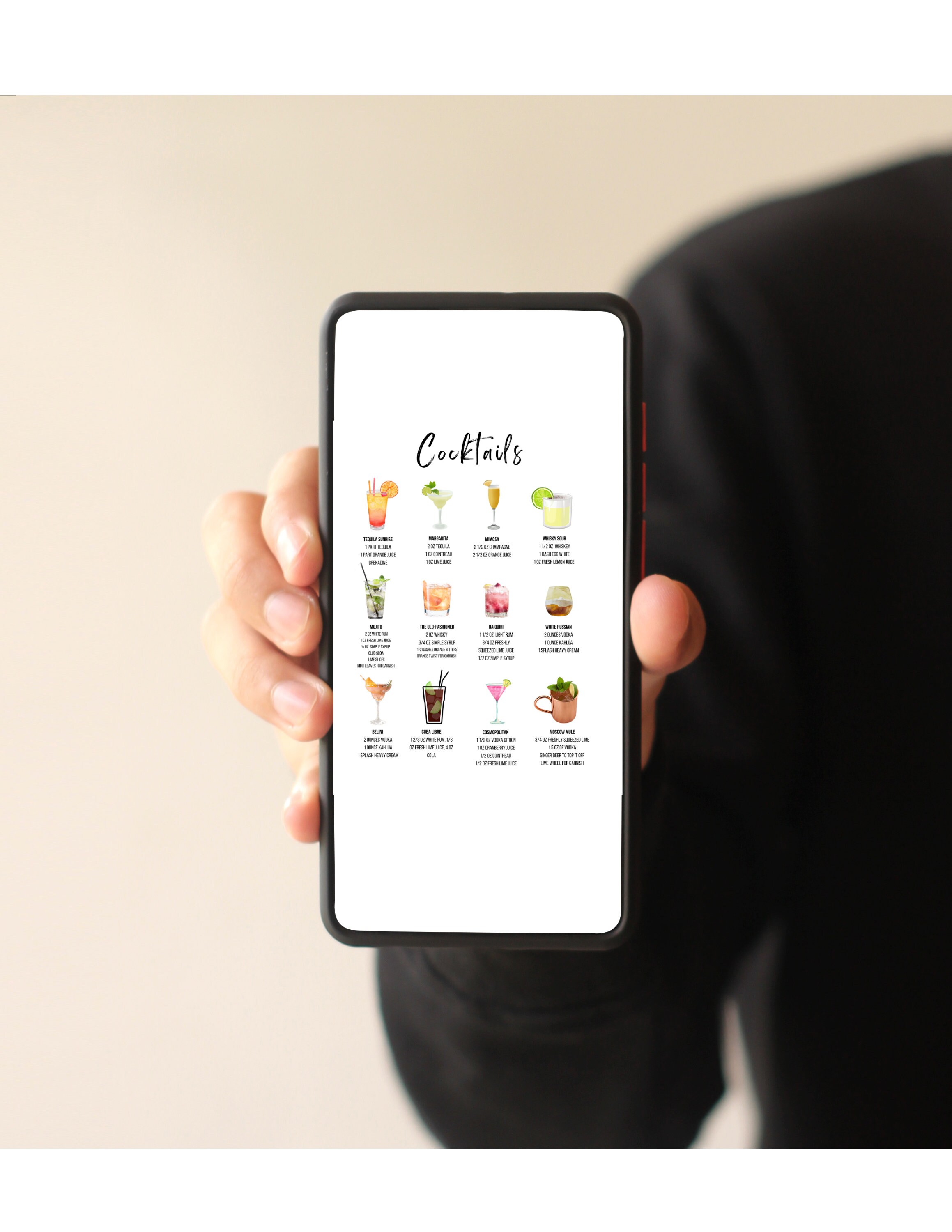 Classic Cocktails Drink Recipe Poster Wall Art Home Decor - Etsy