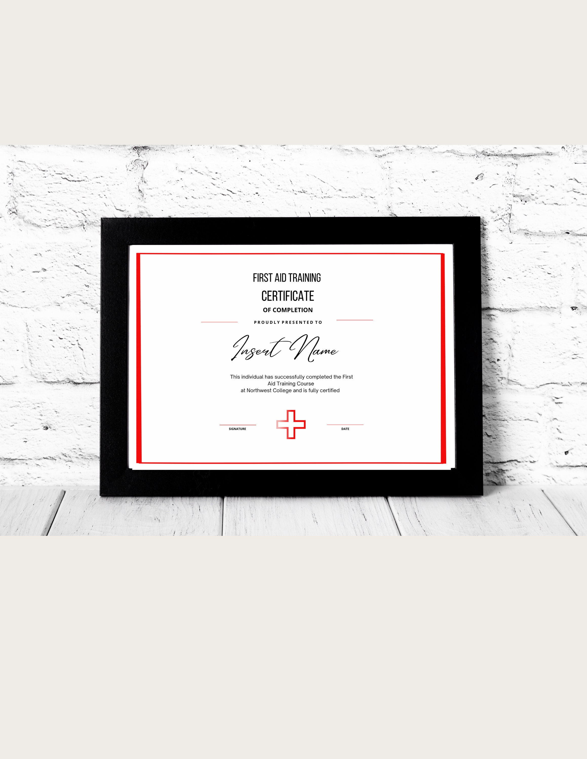 Editable Certificate of Completion, First Aid Training Certificate ...