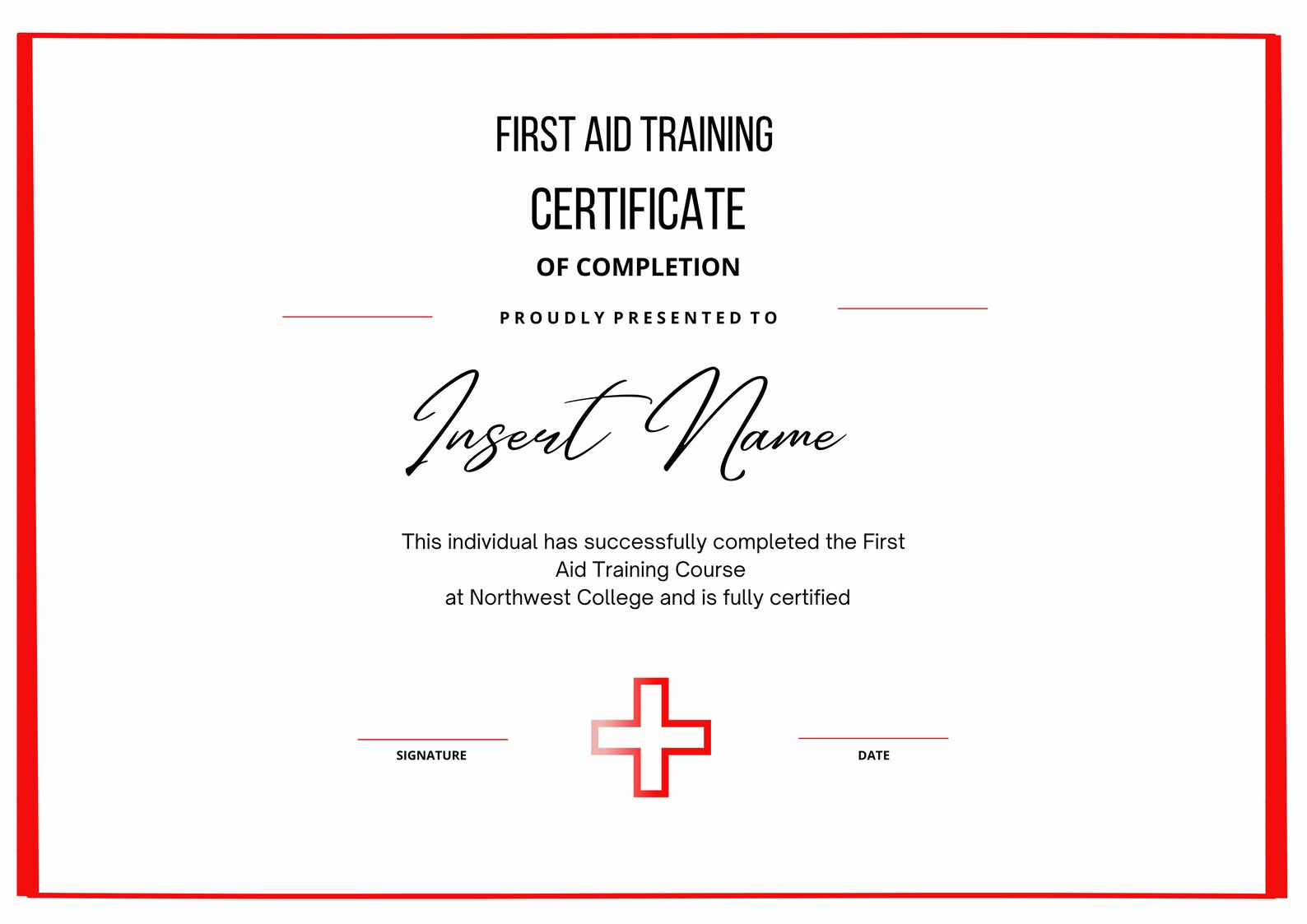 Editable Certificate of Completion First Aid Training - Etsy