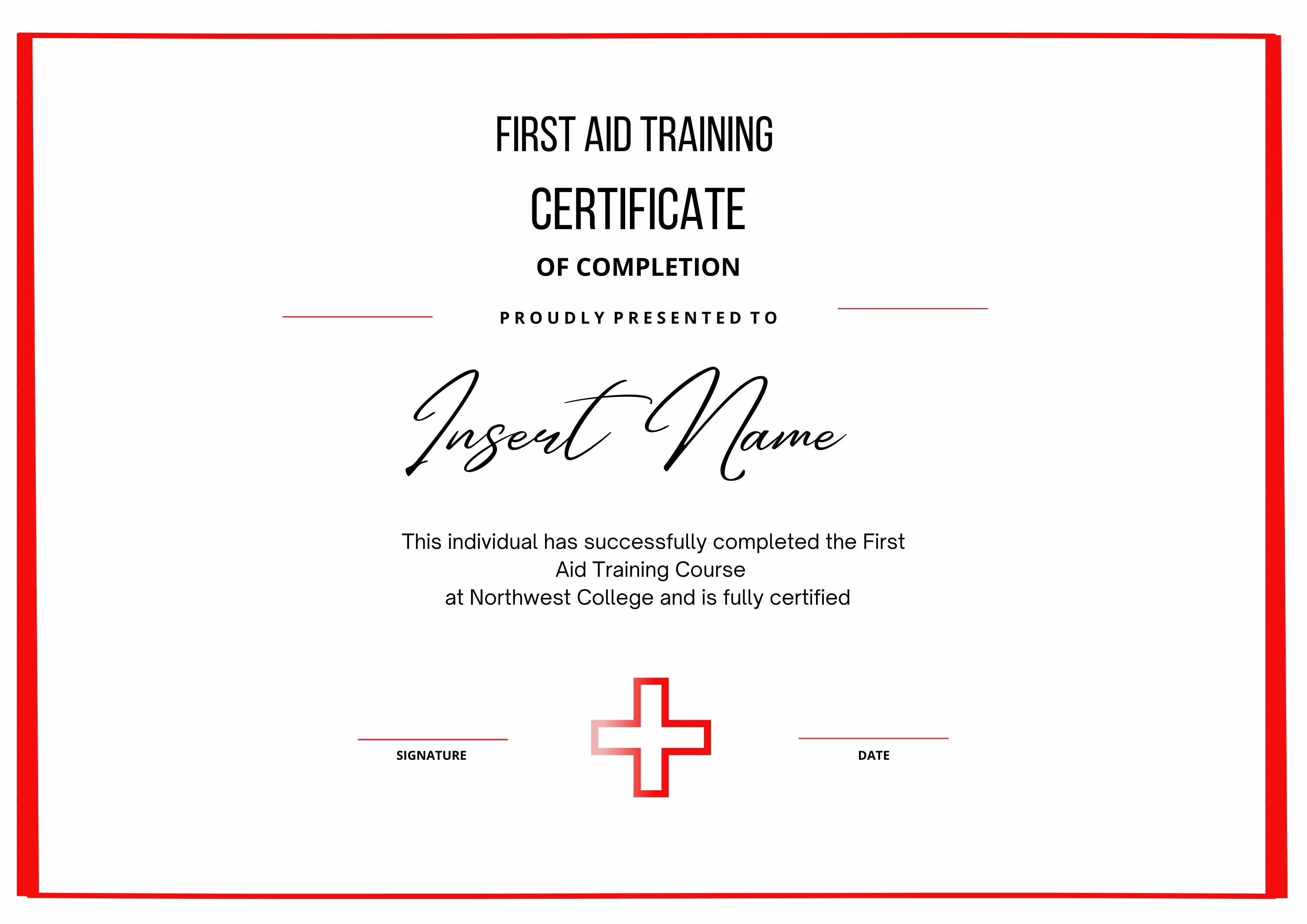 Editable Certificate of Completion First Aid Training - Etsy