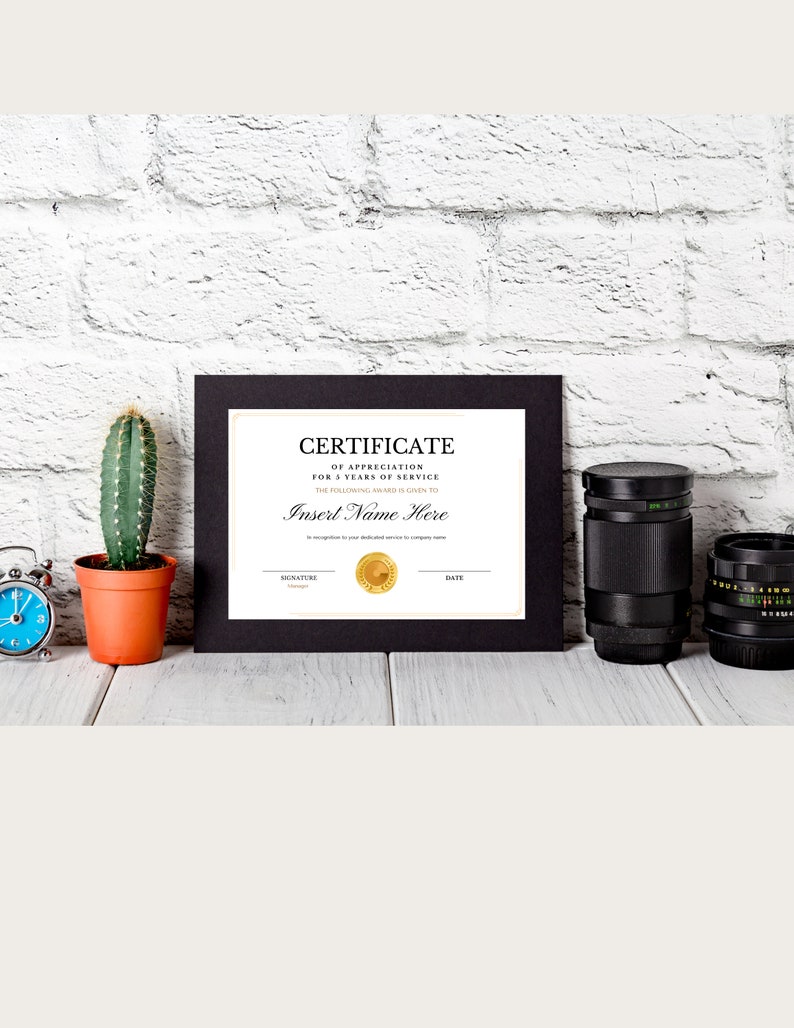 Editable Certificate Years of Service Years of Service - Etsy Canada
