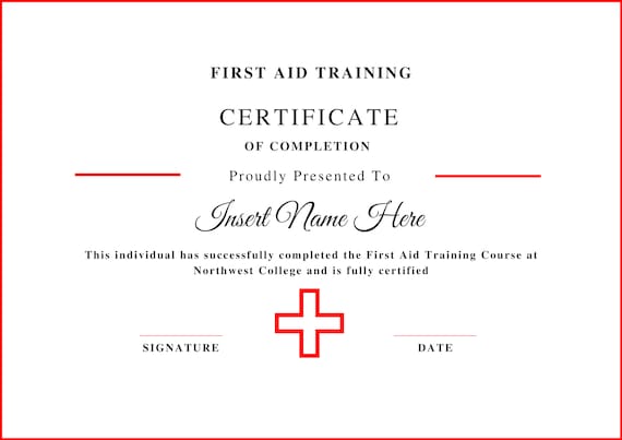 Editable Certificate of Completion First Aid Training - Etsy Ireland