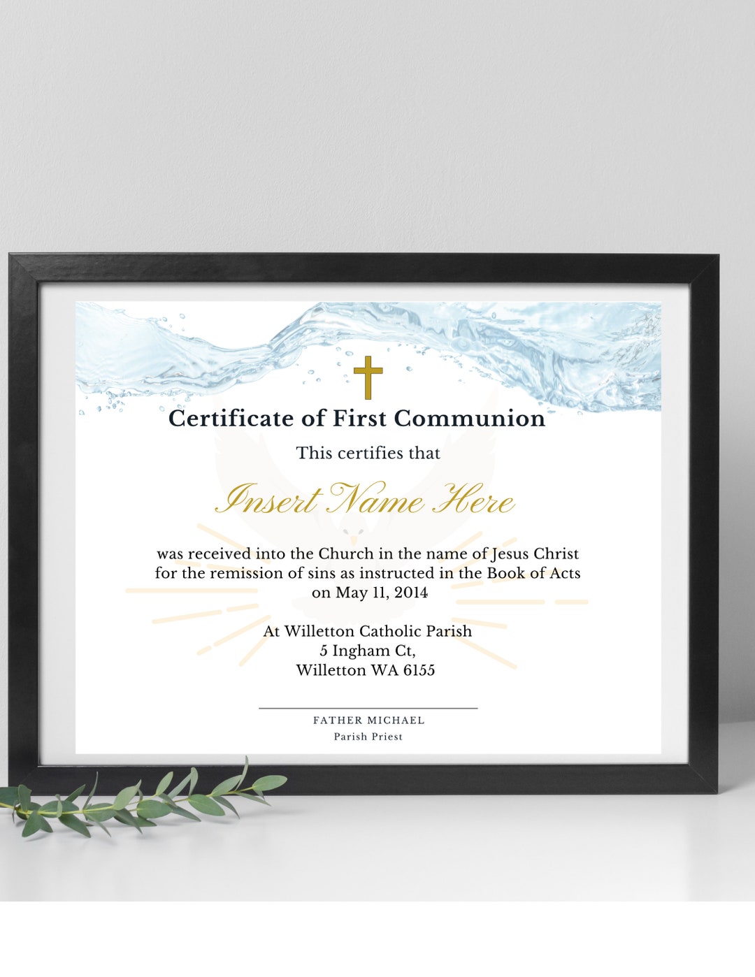 Certificado editable de primera comunión, certificado religioso ...