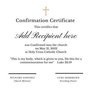Editable Confirmation Certificate Template: Gold Religious Design ...