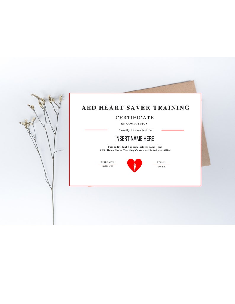 Editable CPR First Aid Certificate Template: Instant Download (canva ...