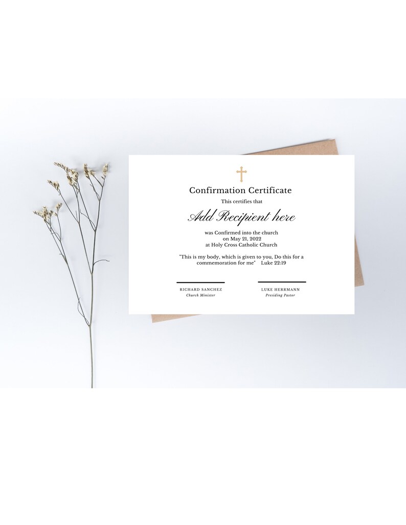 Editable Confirmation Certificate Template: Gold Religious Design ...