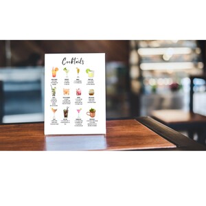 Classic Cocktails Drink Recipe Poster Wall Art Home Decor - Etsy