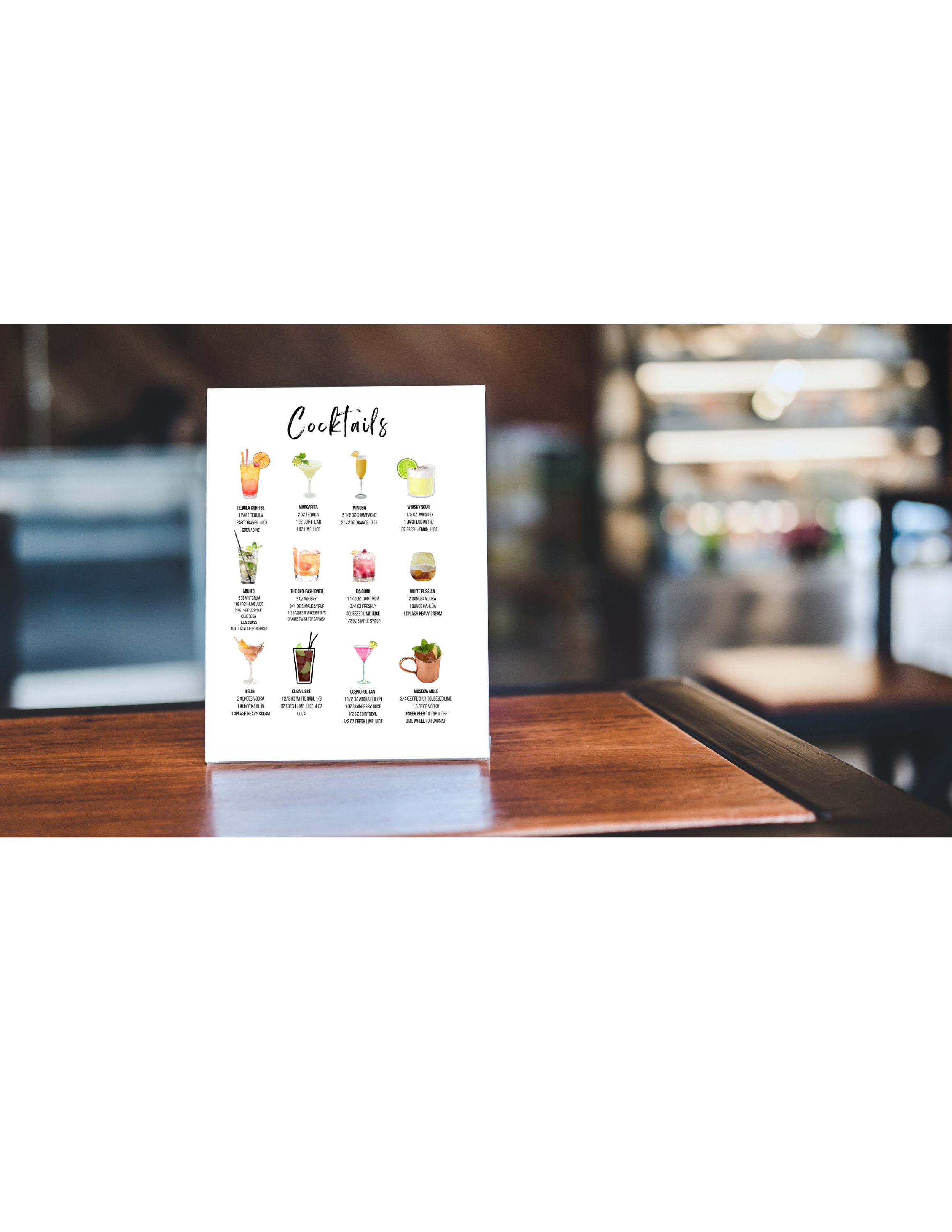 Classic Cocktails Drink Recipe Poster Wall Art Home Decor - Etsy