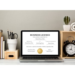 Editable Business Licence Certificate Template: Gold Border (digital Download) - Etsy