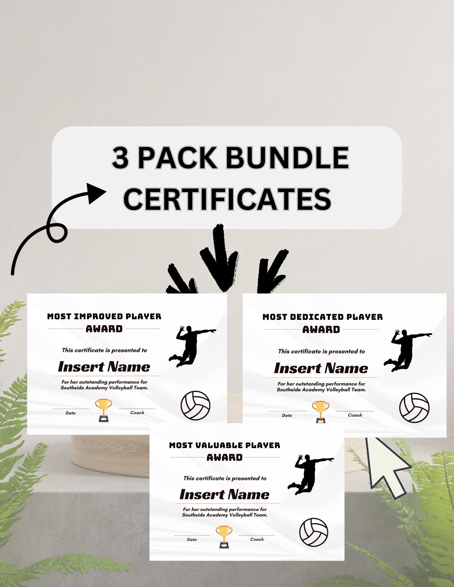 Editable Sports Certificate, Volleyball Award, Participation ...