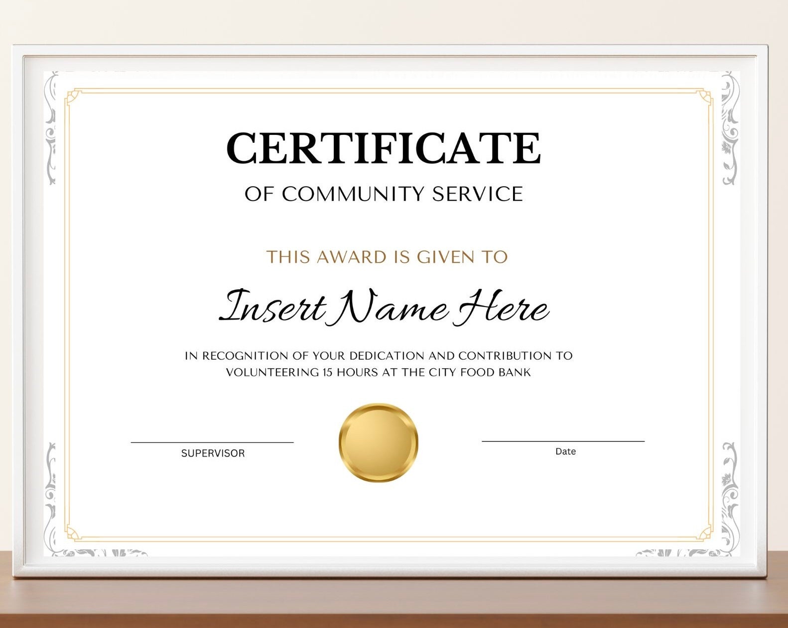 Community Service Award Template