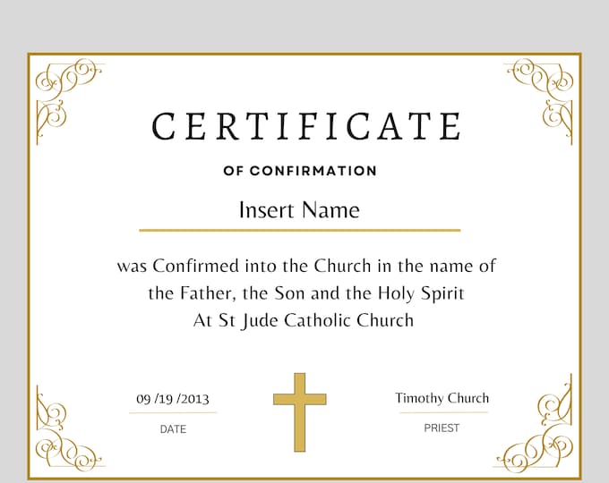 Catholic Confirmation Certificate PDF Printable - Etsy Canada