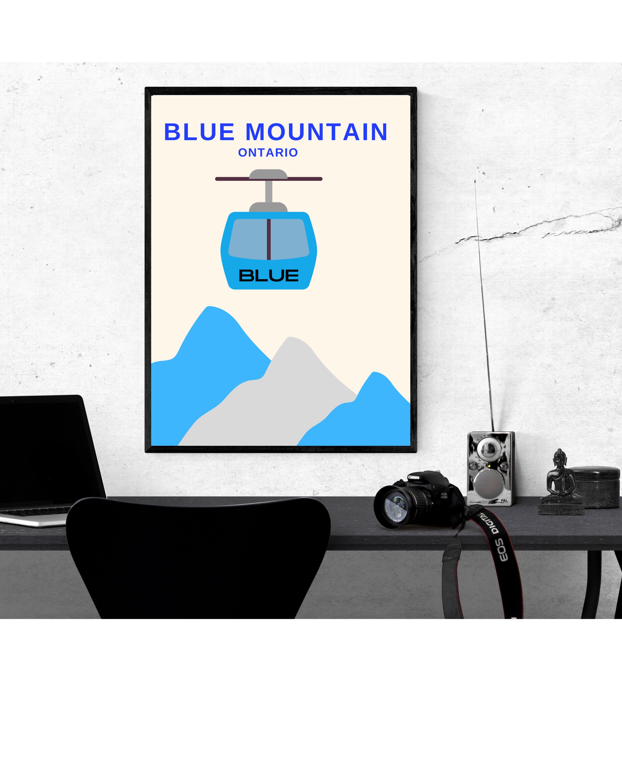 Blue Mountain Ontario Digital Ski Poster, Blue Mountain Art , Blue ...