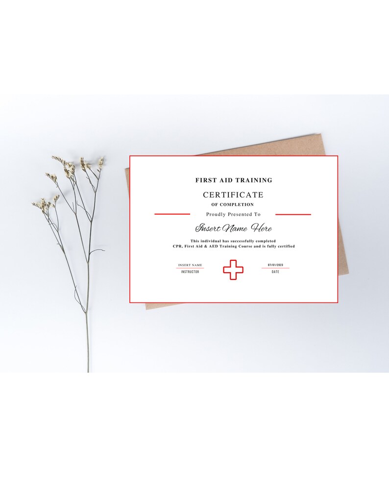 Editable Certificate of Completion, First Aid Training Certificate ...
