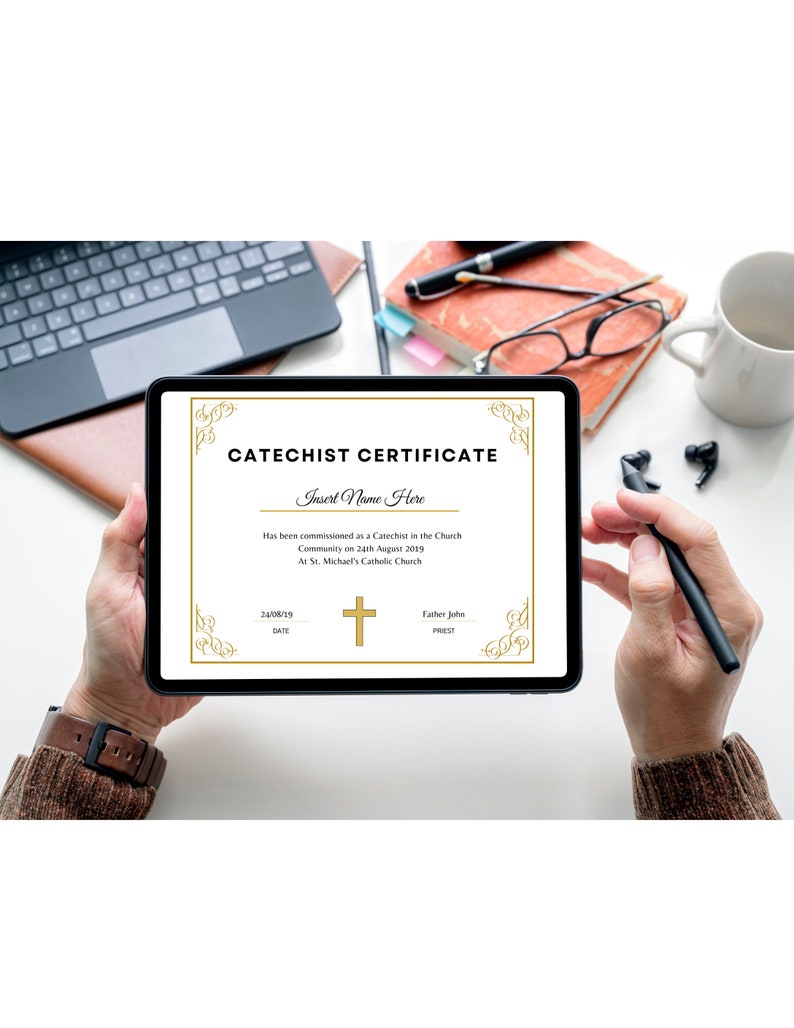 Editable Catechism Certificate: Religious Gold Template (digital ...