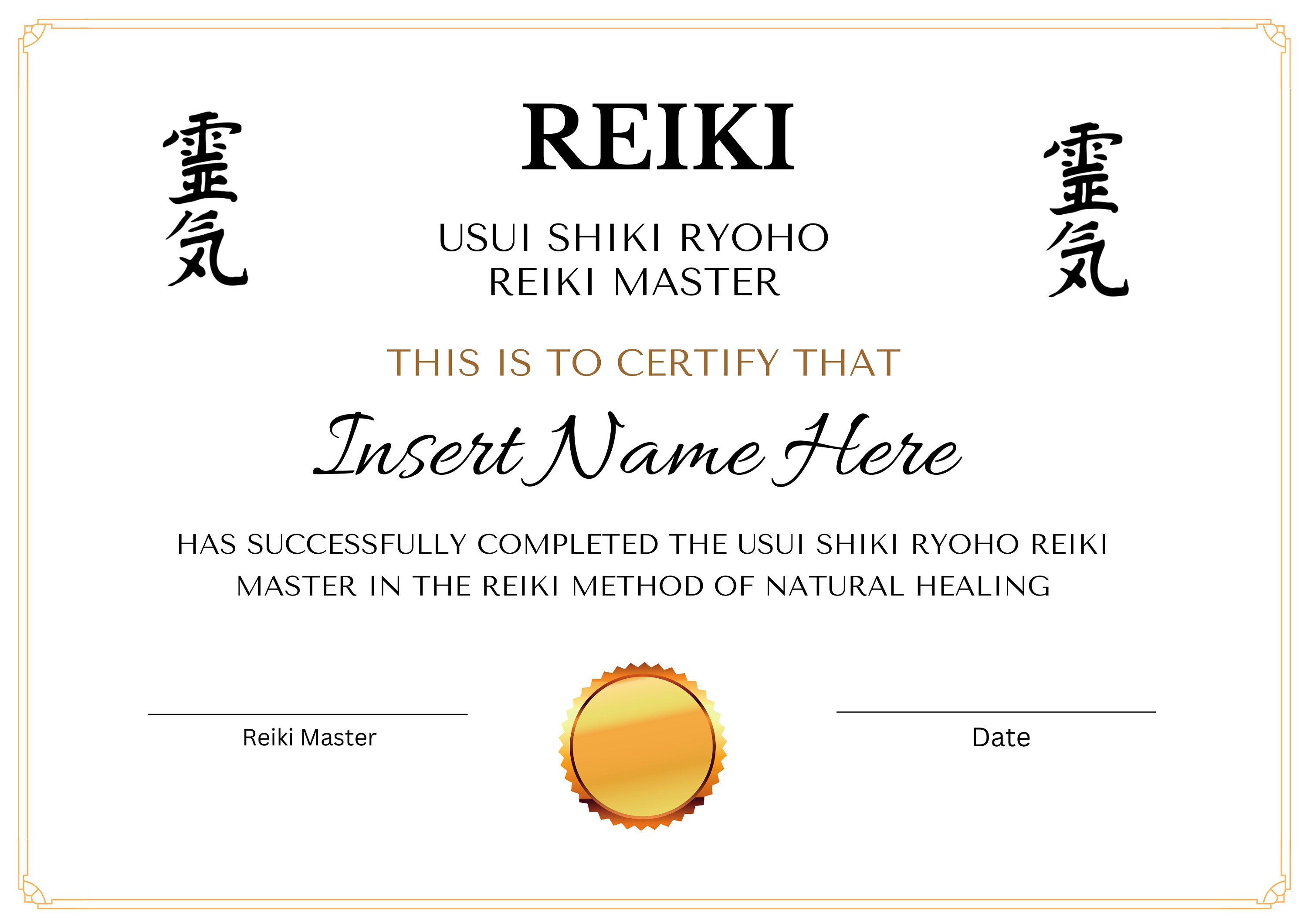 Reiki Certificate Template: Levels I, II, Master (digital Download) - Etsy