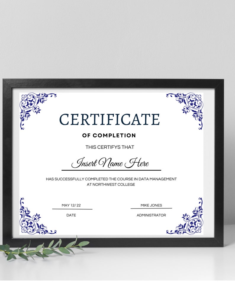 Editable Certificate of Completion, Certificate of Completion, Training ...