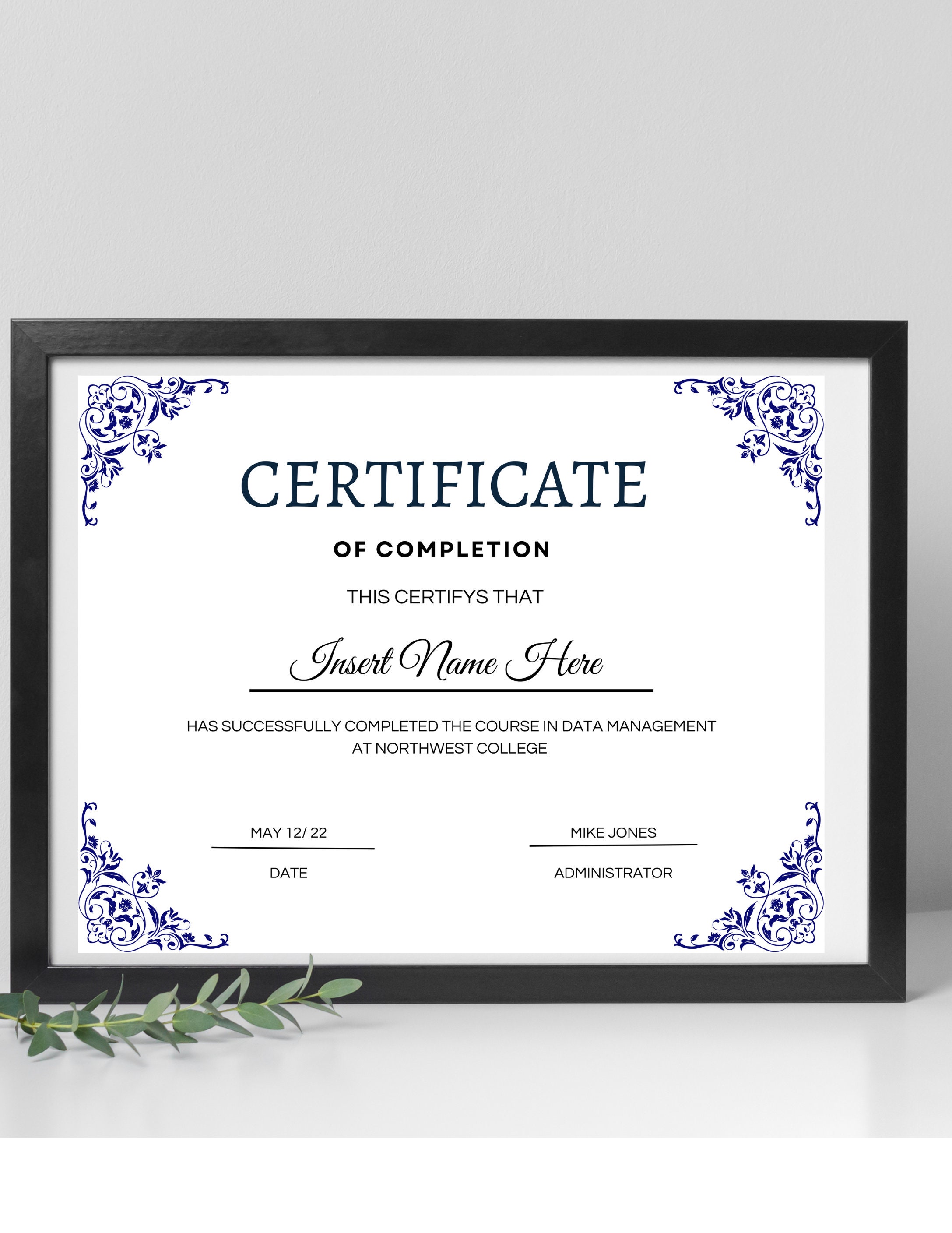 Editable Certificate of Completion, Certificate of Completion, Training ...