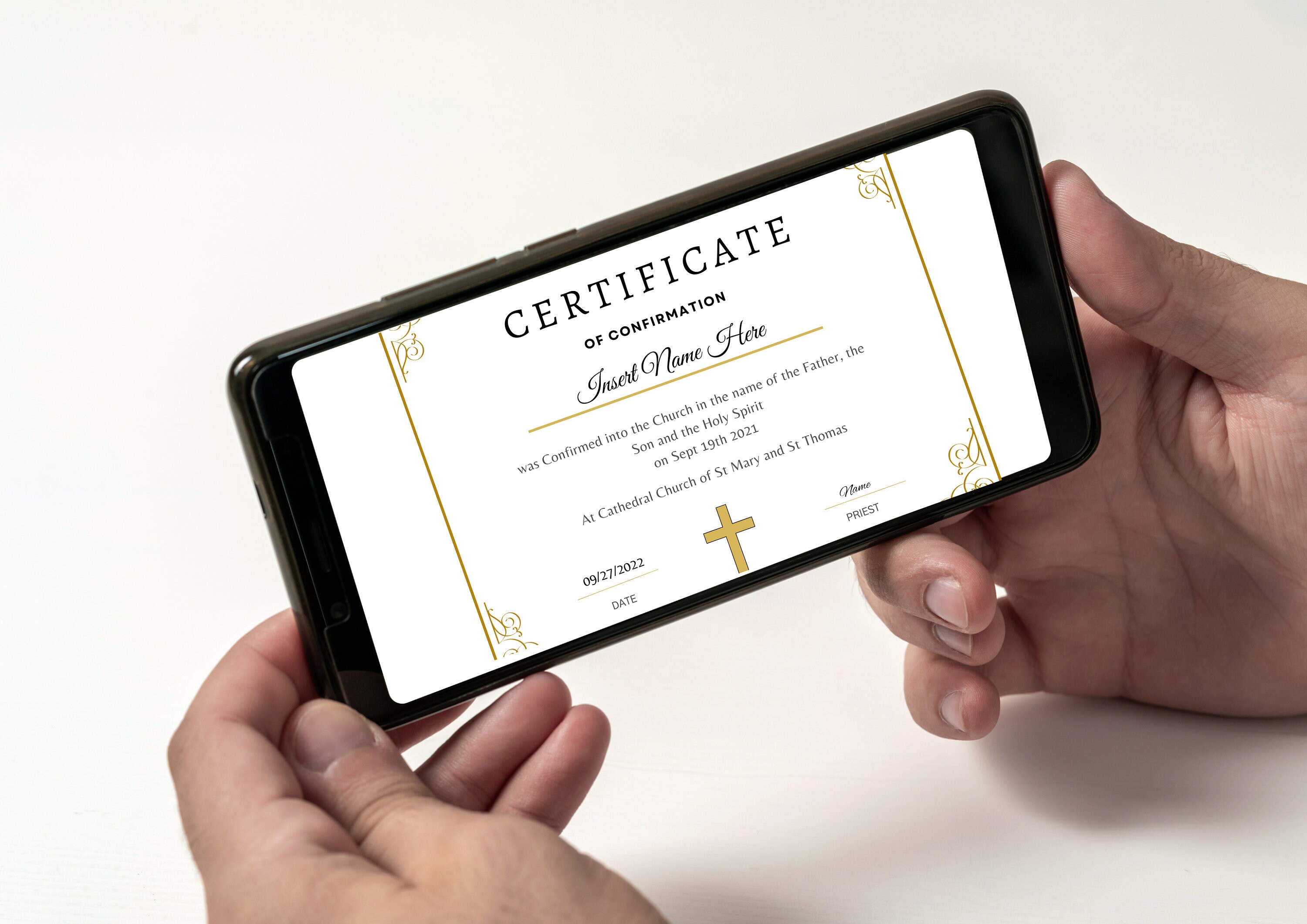 Editable Confirmation Certificate Template: Gold Border (digital ...