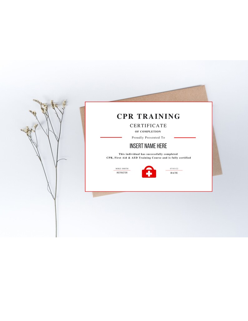 CPR Training Certificate , CPR Editable Template, CPR Course Completion, Cpr Certified, First ...