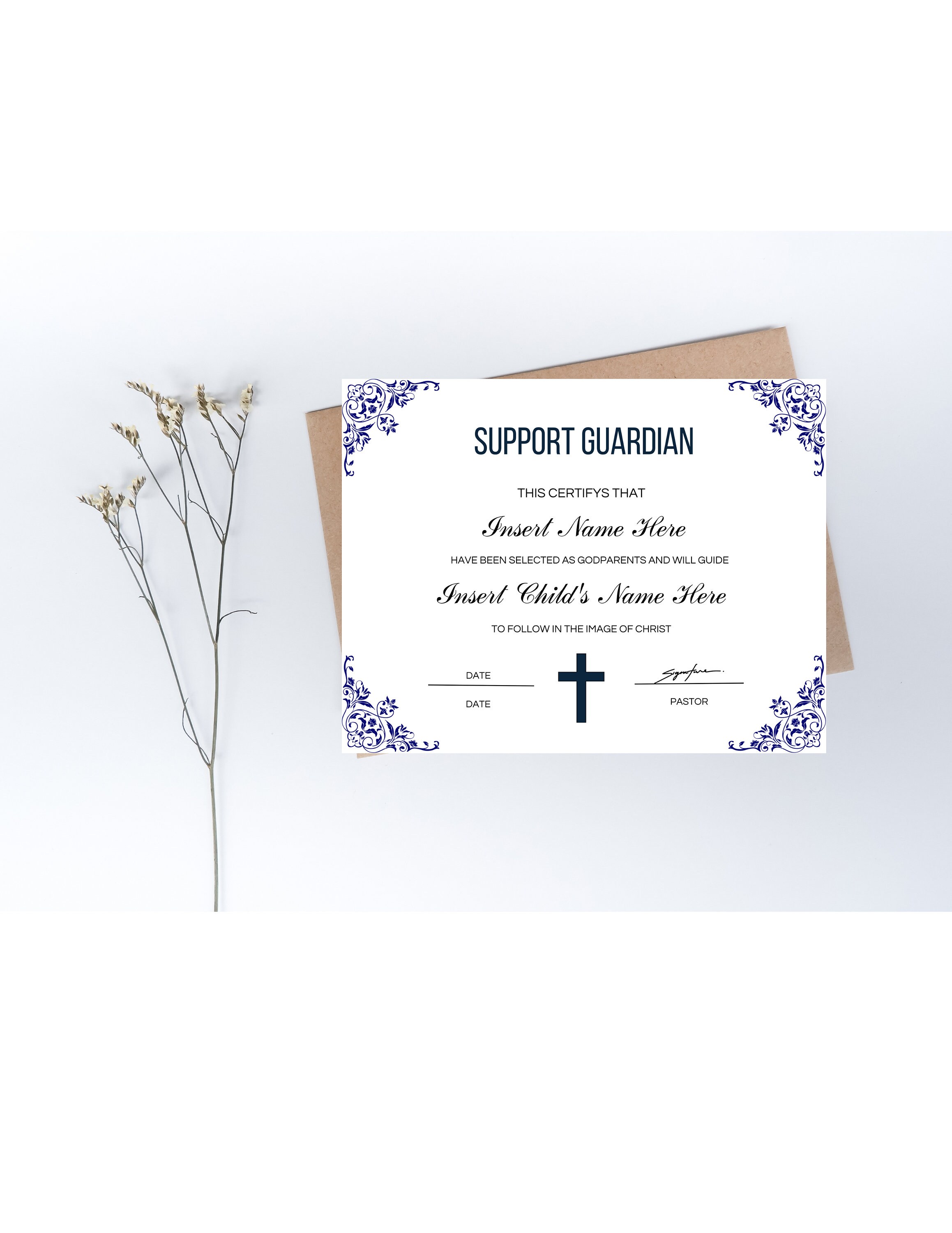Support Guardian Certificate Template, Baptism Certificate Download ...