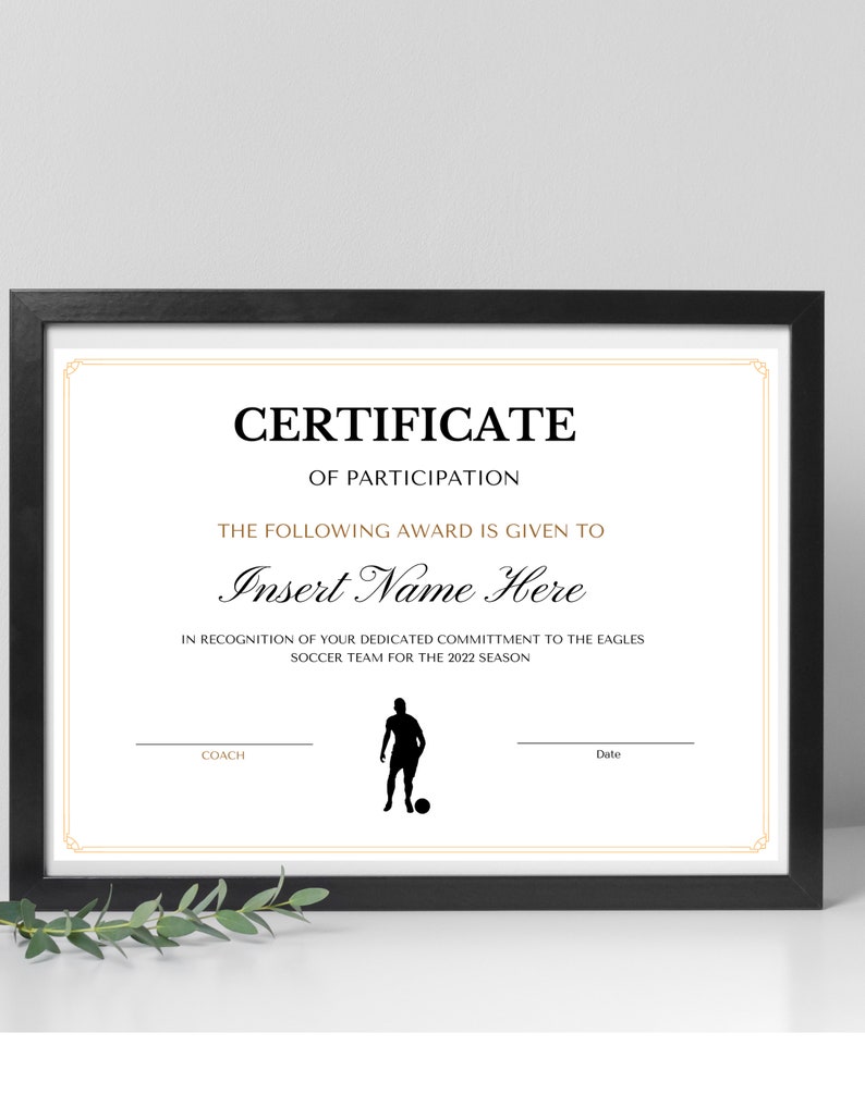 Printable Baseball Certificate Template: Editable Sports Award (digital ...