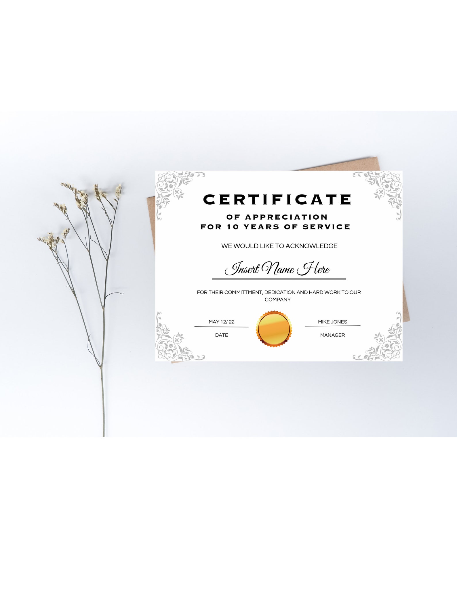 Years of Service Editable Certificate Years of Service - Etsy Canada