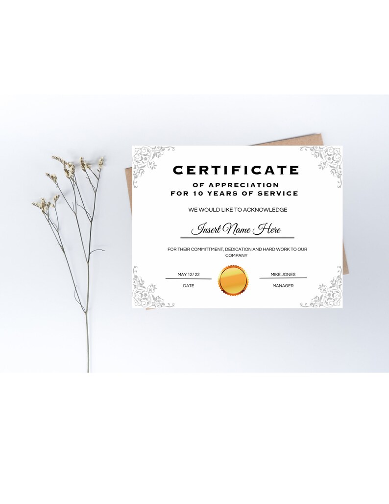 Years of Service Editable Certificate, Years of Service Certificate ... Years of Service Editable Certificate, Years of Service Certificate ...