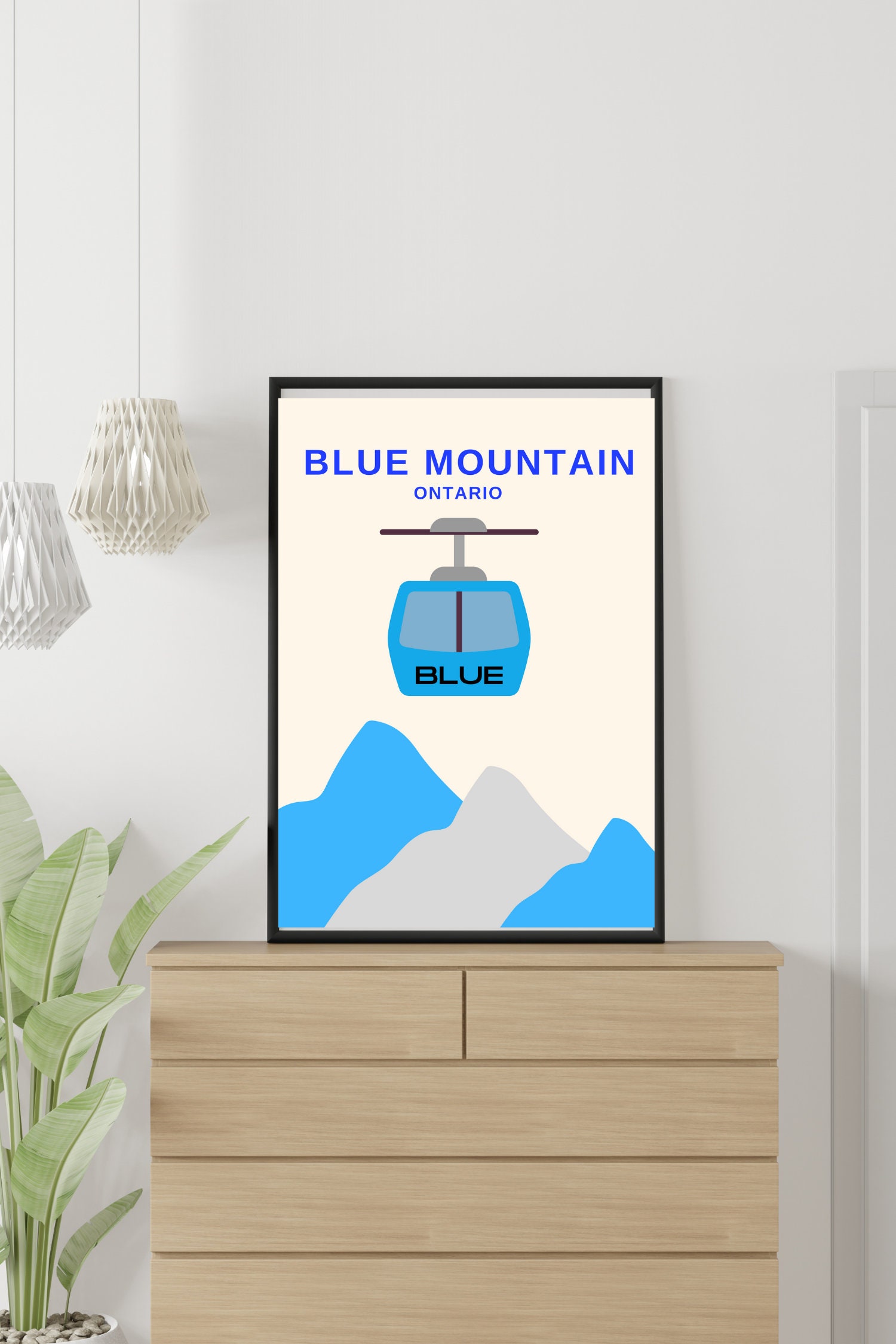 Blue Mountain Ontario Digital Ski Poster, Blue Mountain Art , Blue ...