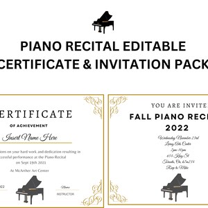 Editable Piano Recital Certificate & Invitation (digital Download) - Etsy