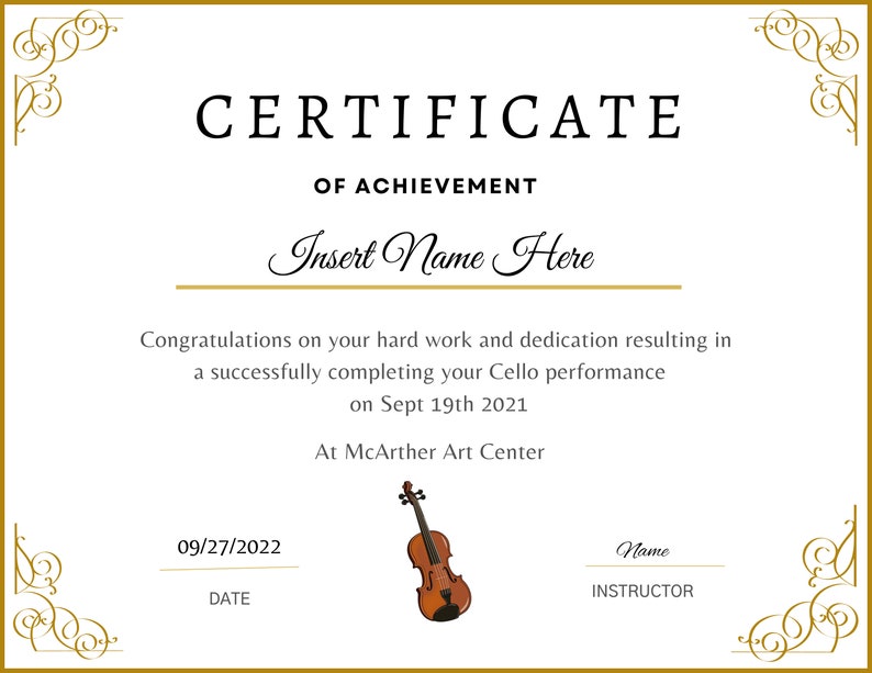 Music Recital Certificate Mega Pack, 8 Instruments Award Printable ...