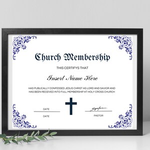 Editable Church Membership Certificate Template (digital Download) - Etsy